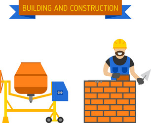 Construction workers building the wall Royalty Free Vector