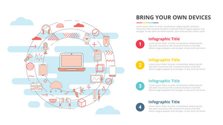 Byod bring your own devices concept with big Vector Image