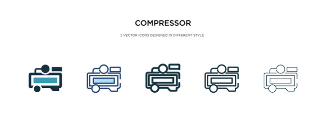 Two color air compressor icon from construction Vector Image