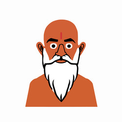 Indian old sadhu cartoon character flat design Vector Image