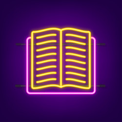 Neon books signs night bright advertisement Vector Image