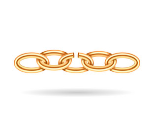 Realistic gold broken chain texture yellow color Vector Image