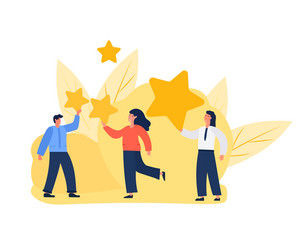 A of people holding stars Royalty Free Vector Image