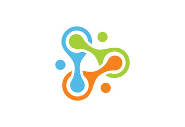 Networking logo circle dot connection Royalty Free Vector