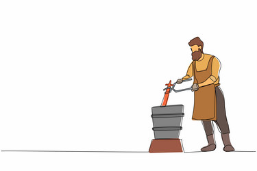 Continuous one line drawing bearded blacksmith Vector Image