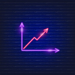 Graph and arrow neon icon glowing graphic Vector Image