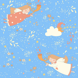 Angels seamless christmas pattern Royalty Free Vector Image