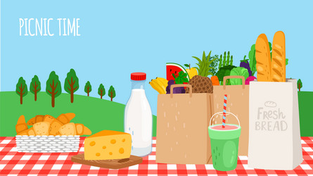 Family on picnic weekends summer activities Vector Image