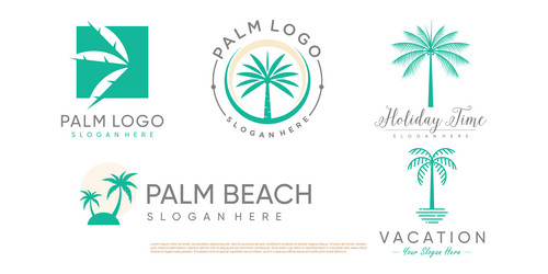 Palm logo design collection with creative element Vector Image