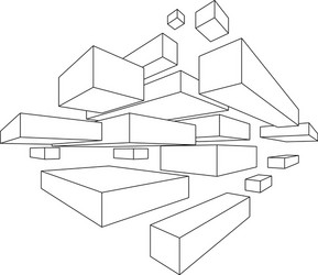 Rectangular shape in one point perspective Vector Image