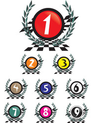 Champion emblems trophy cups and medals on award Vector Image