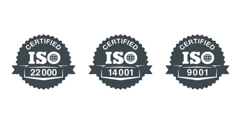 Iso certified monochrome square stamps set Vector Image