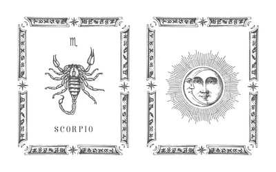 Scorpio zodiac sign with alcohol ink texture Vector Image