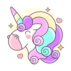 Cute cartoon unicorn with pink and yellow hair Vector Image