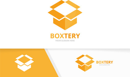 Open box unbox unboxing logo icon Royalty Free Vector Image