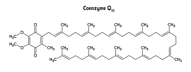 Coenzyme q10 structural formula of molecular Vector Image