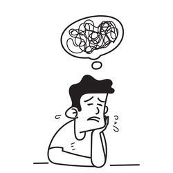 Hand drawn doodle depression and confused person Vector Image