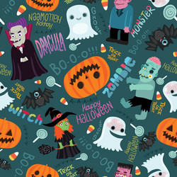 Halloween ghosts seamless pattern Royalty Free Vector Image