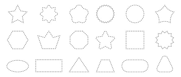 Coupon scissors cut template set dashed Royalty Free Vector