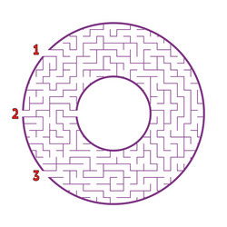 Color round maze with three ways game for kids Vector Image