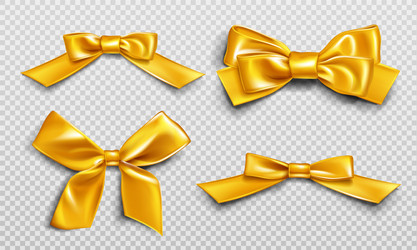 Golden bow with ribbon realistic gift box Vector Image
