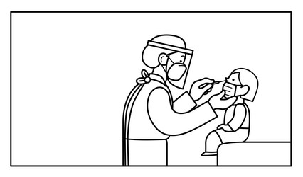 Doctor taking sample on child with nasal swab Vector Image