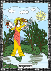 Major arcana emblem tarot card temperance angel Vector Image