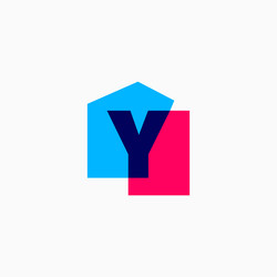 V letter house overlapping color monogram home Vector Image