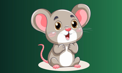 Printcute little mouse with big ears character Vector Image