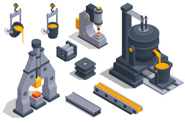Isometric industrial steel production Royalty Free Vector