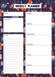 Cute weekly planner template to do list Royalty Free Vector