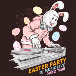 Easter rabbit dj party Royalty Free Vector Image