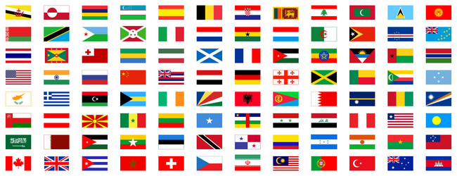 National flags set Royalty Free Vector Image - VectorStock