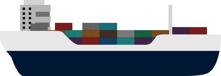 Side view a cargo ship in a landscape Royalty Free Vector