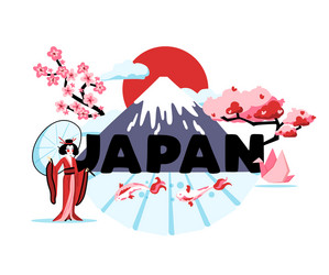 Greeting welcome to japan with cute style cartoon Vector Image