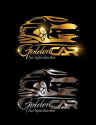 Golden car logo sign Royalty Free Vector Image