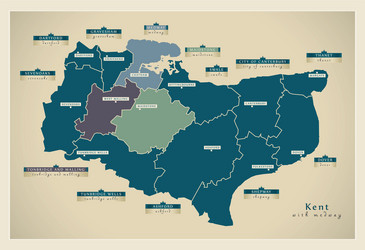 Modern map - kent county with districts including Vector Image