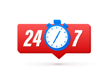 24-7 service concept open support Royalty Free Vector Image