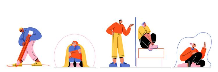 Happy introvert inside bubble of personal space Vector Image