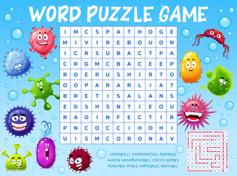 Cartoon viruses and germs word search puzzle Vector Image