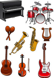 Musical instruments cartoon set Royalty Free Vector Image