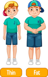 Opposite adjectives words with thin and fat Vector Image