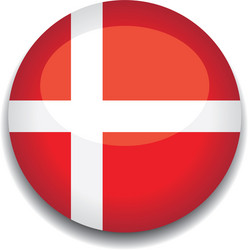 Glossy circle badge flag of denmark Royalty Free Vector