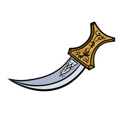 Arab dagger with curved blade Royalty Free Vector Image