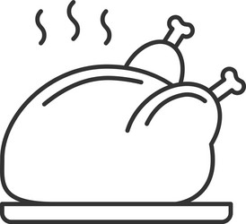 Cooked chicken icon flat roast food Royalty Free Vector