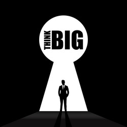 Silhouette of head with text think big icon Vector Image