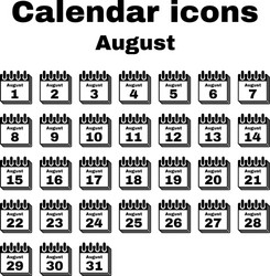 Calendar icon august symbol flat Royalty Free Vector Image