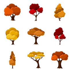 Autumn stylized tree with falling leaves Vector Image