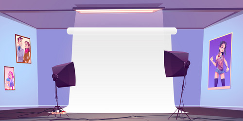 Professional photo studio interior cartoon Vector Image