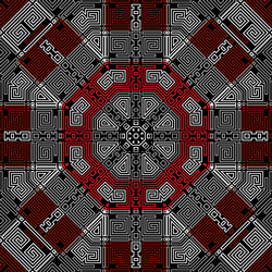 Greek black white red grid line art seamless Vector Image